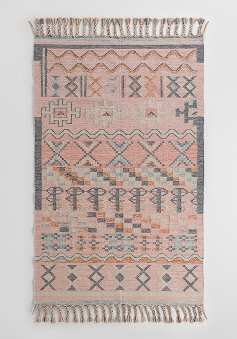 Aesthetic Oiseau: Pink Kilim Indoor Outdoor Rug