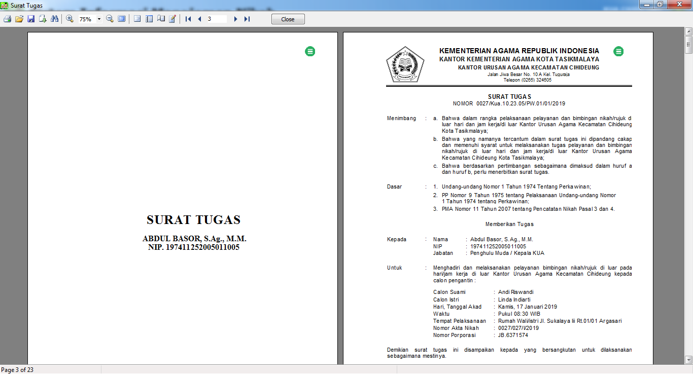 Template Laporan Model L - SIMKAH Desktop - KUA KEC CIHIDEUNG