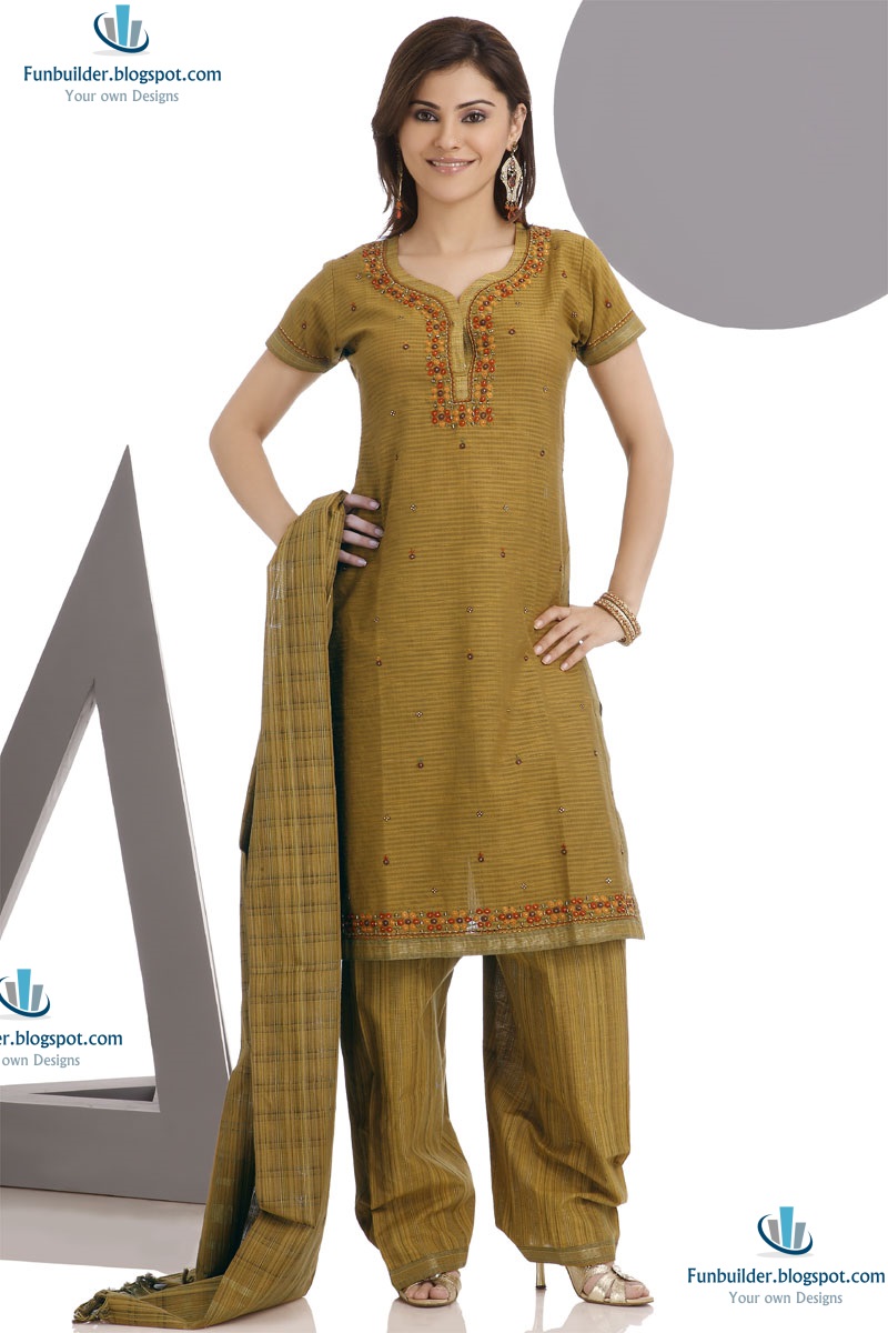 very beautiful design of shalwar kameez in mehendi color so pleasur new ...