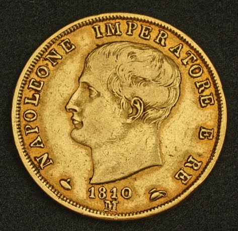 Italy Kingdom of Napoleon, 40 Lire Gold Coin of 1810|World Banknotes ...