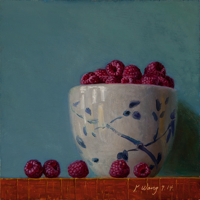 Wang Fine Art: raspberries still life painting contemporary small work ...