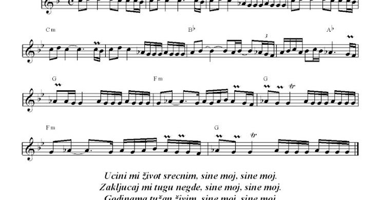 NOTE | DOMACE I STRANE: SINE MOJ NOTE AKORDI TEKST