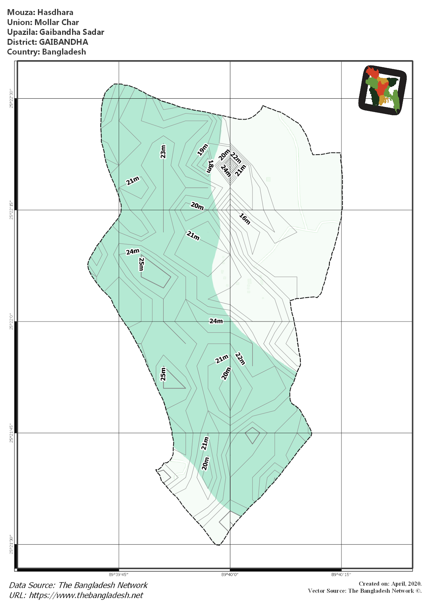 Map of Hasdhara Mouza, Gaibandha Sadar, Gaibandha