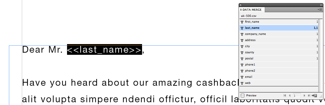 Paul O'Connor Studio: Mail merging in InDesign - Part 1