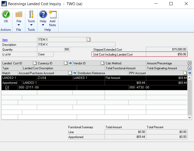 Dynamics GP Essentials: Shipments Landed Cost Report - Item Direct and ...