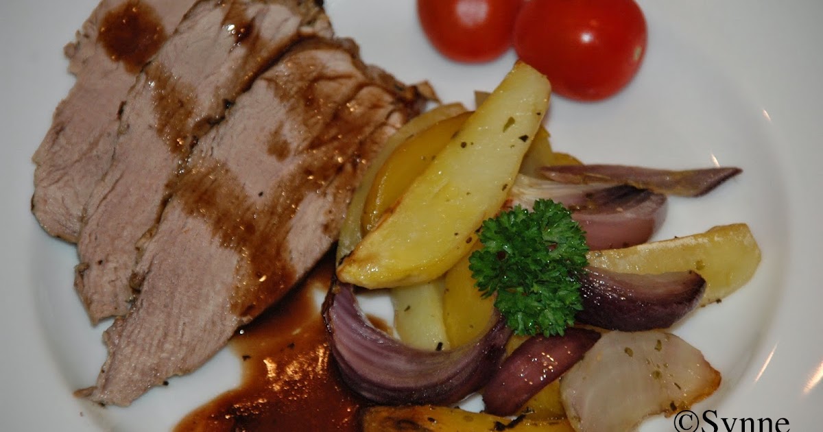 ganske enkelt: Svinefilet med bakte grønnsaker og rødvin og balsamicosaus