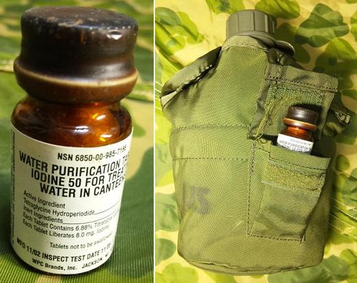 Webbingbabel: Military Canteens Iodine Water Purification Tablets
