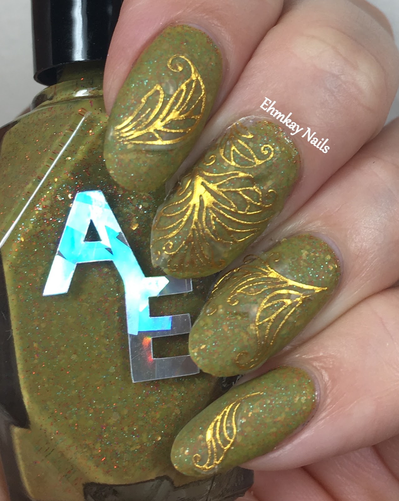 ehmkay nails: Alter Ego Greta Gremlin with Beauty Big Bang 3D Gold Stickers