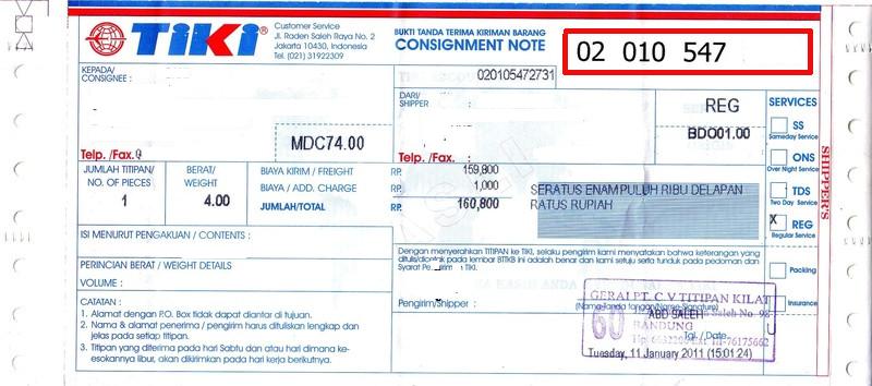 cara cek pengiriman barang tiki online | Hal-Lima