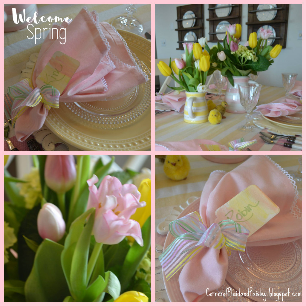 Spring Chick's Table - Corner of Plaid and Paisley