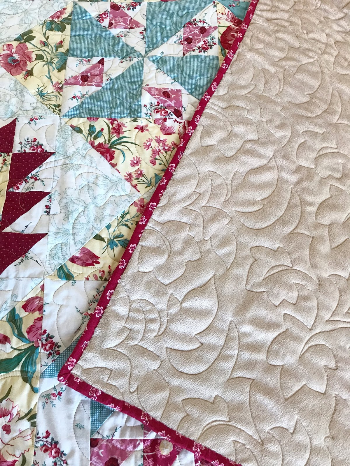 Fort Worth Fabric Studio: Raspberry and Cream BOM {Finished Quilt}