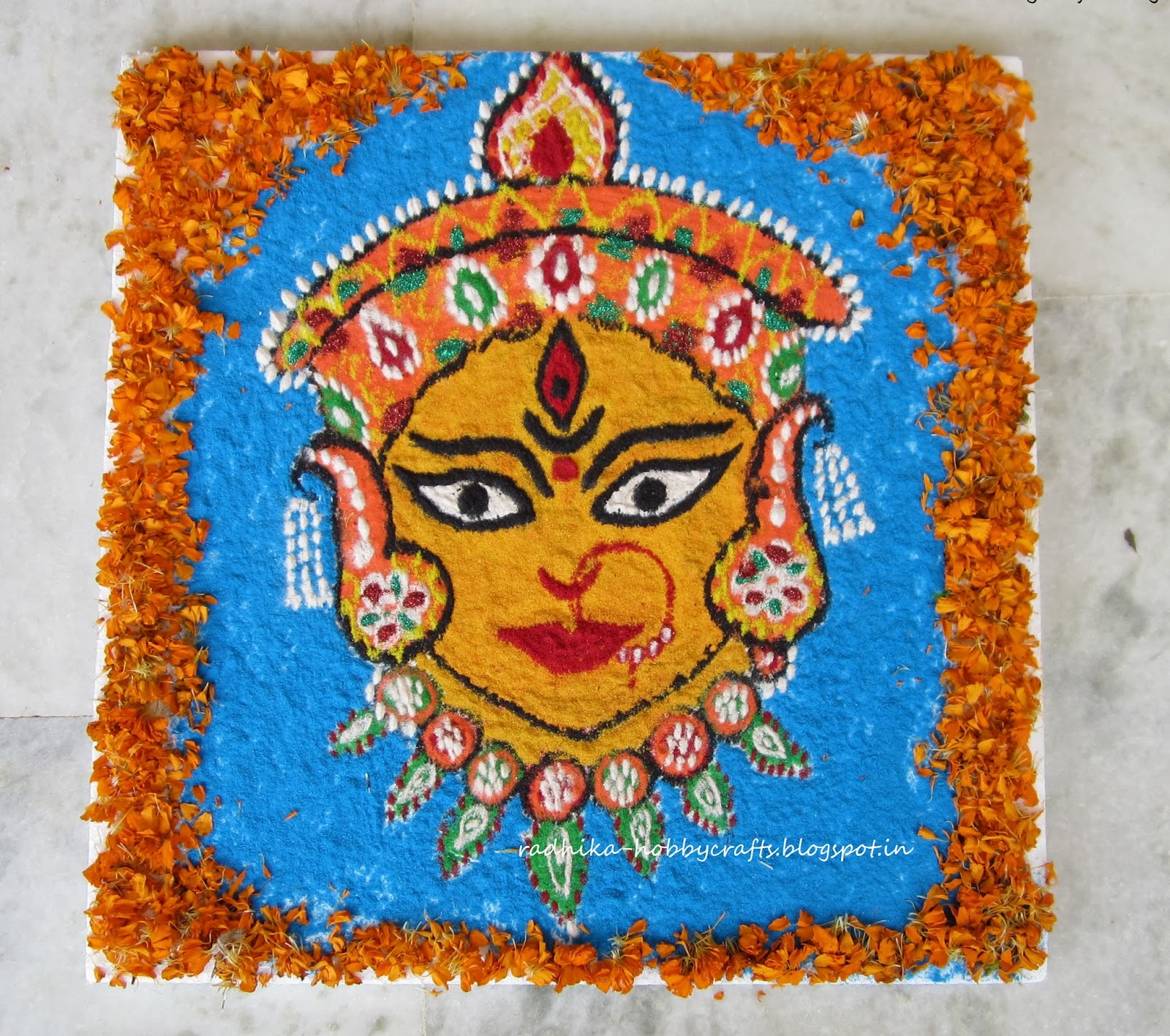 Hobby Crafts :): Maa Durga devi Rangoli on Thermacol