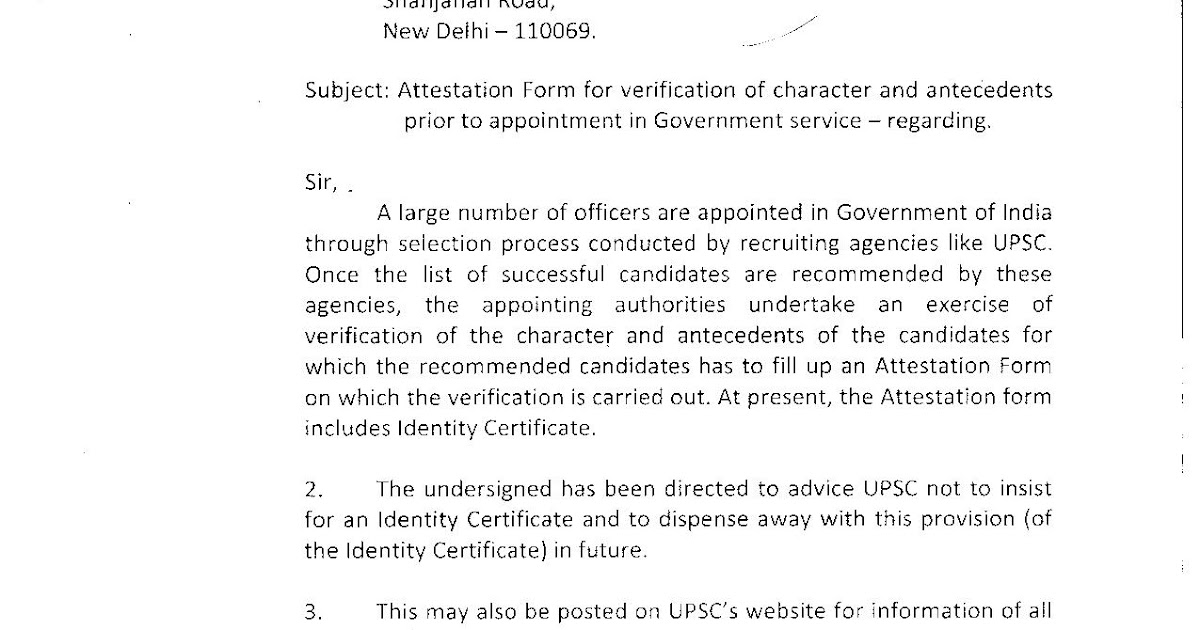 DOPT advised UPSC not to insist for Identity Certificate for ...