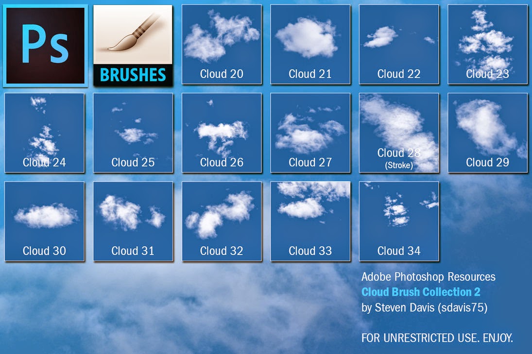 For weBDesigner: Cloud brushes Photoshop