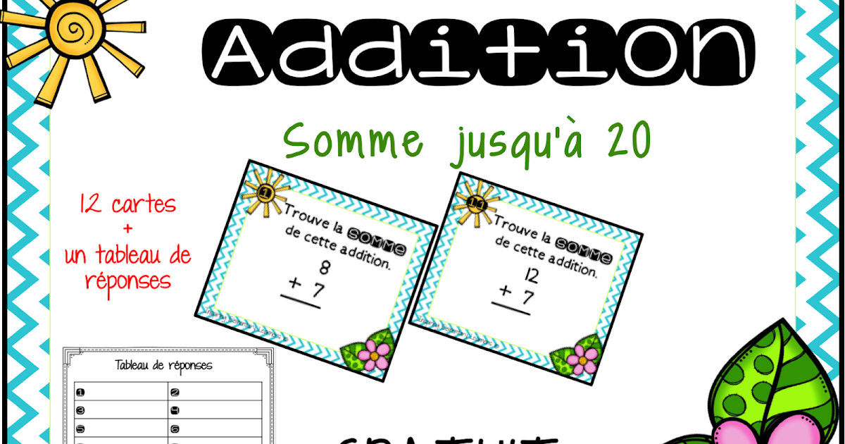 Ressources en français: Addition - des sommes allant jusqu'à 20