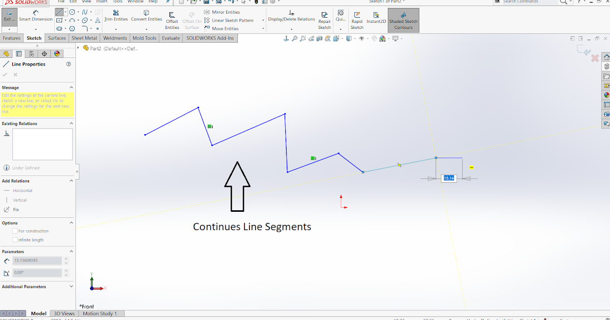 Design Tech Academy: Make separated lines in Solidworks by line command