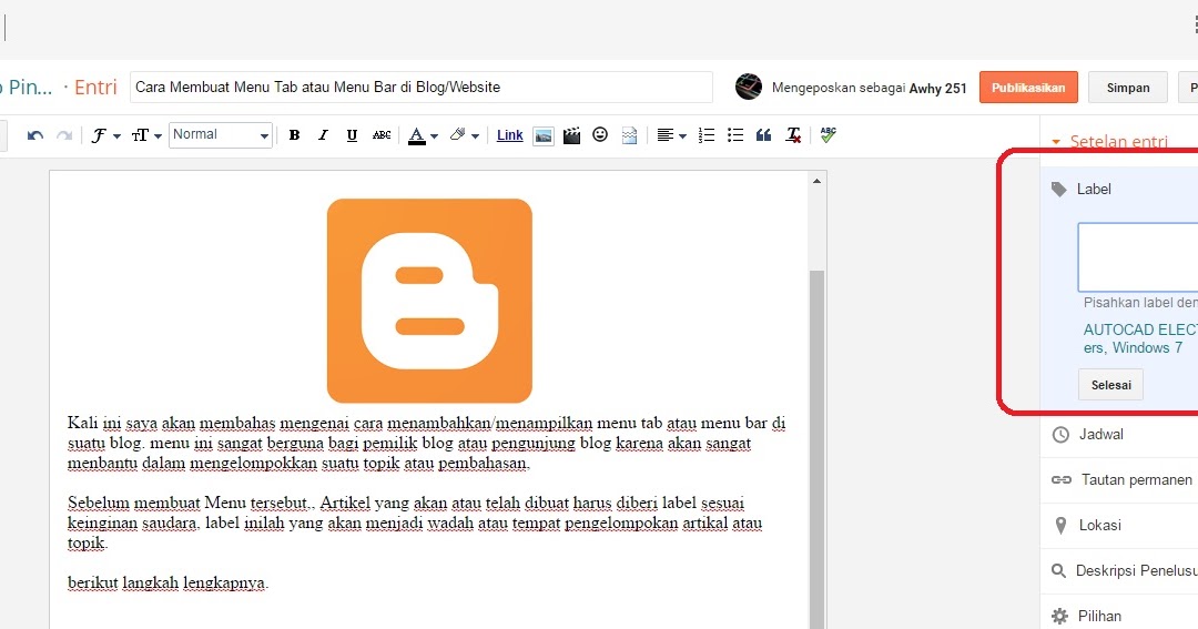 Cara Cepat Membuat Menu Tab atau Menu Bar Pada Blog/Website | InfoKom 251