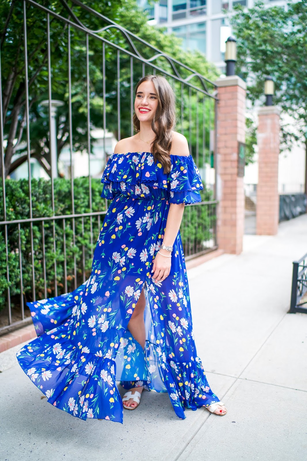 A Stunning Floral Maxi Wearing Clothing For Summer