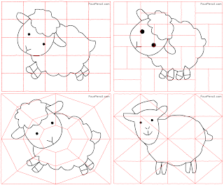 Four grid: Free printable Sheep grid line drawing worksheet/activity ...