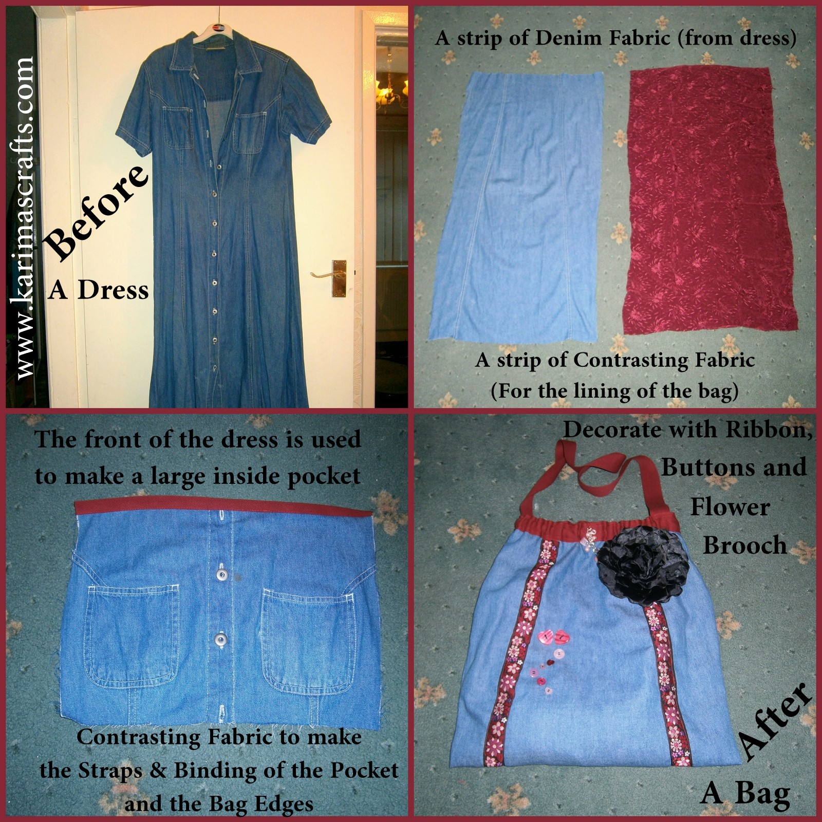 Karima's Crafts: Dress to Bag Mini Tutorial