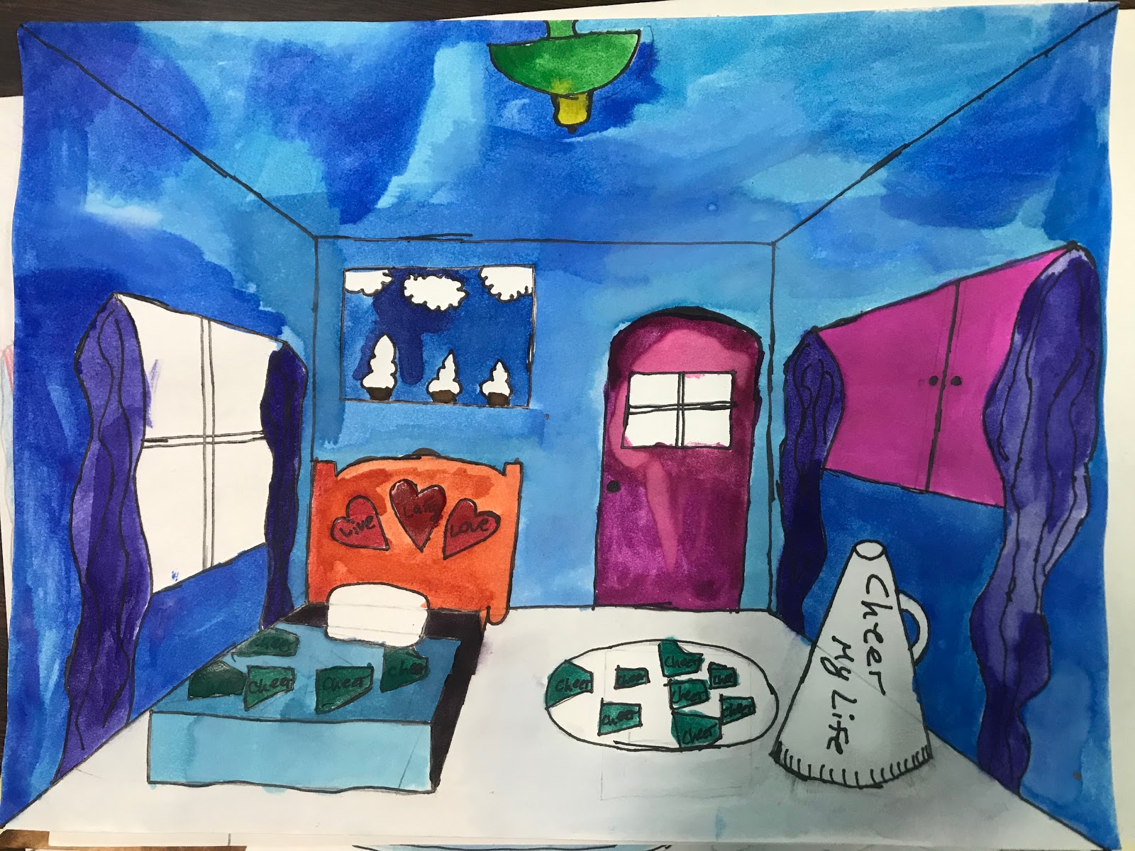 Elements of the Art Room: 5th grade 1 point perspective rooms