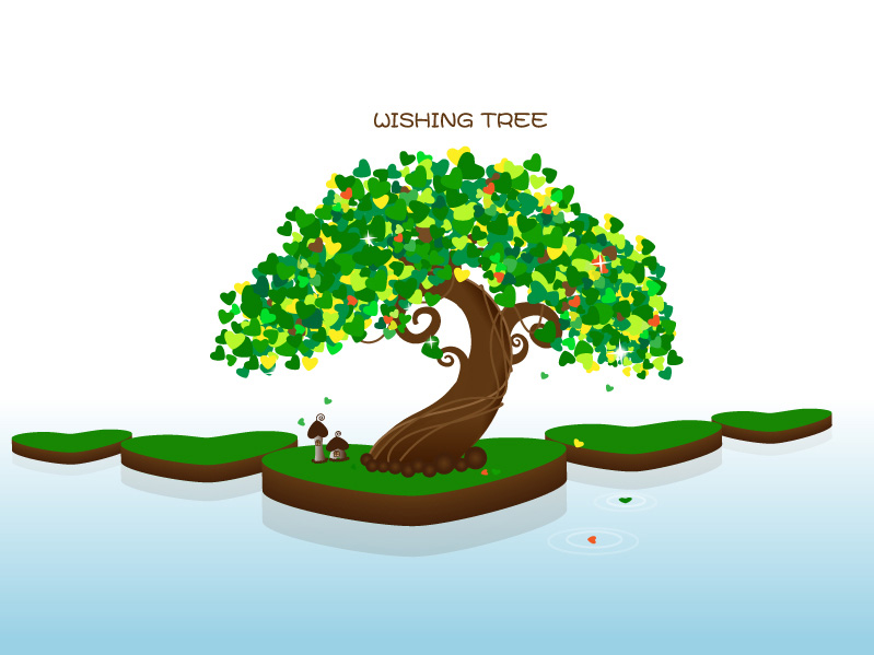 Template Coreldraw Wish Tree Vector Illustration - EIO ARTS