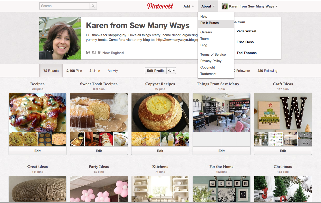 Pinterest Follow Board Button