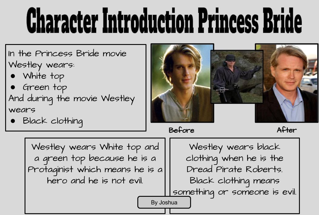 Joshua @ Panmure Bridge School: Character Introduction - Princess Bride
