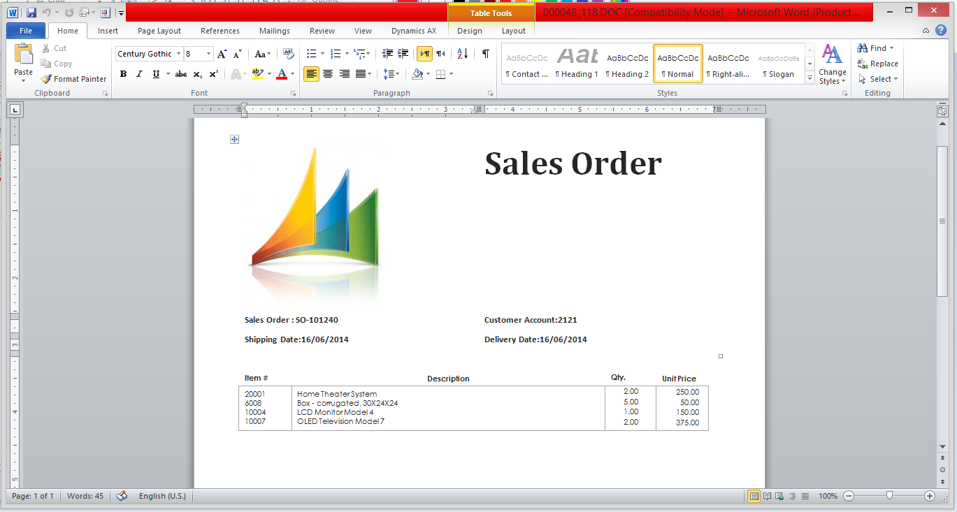 Dynamics AX Tips: Export Sales Order Data to MS Word template with ...
