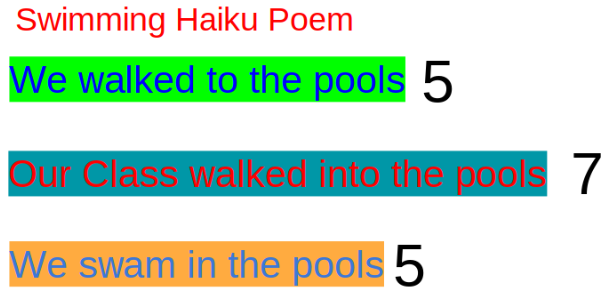 Arthur @ Pt England School: Arthur Swimming Haiku Poem.