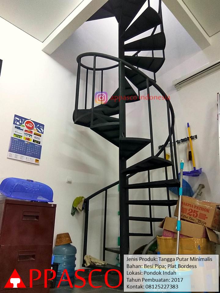 Tangga Putar Minimalis Plat Bordess Besi Pipa di Pondonk Indah – Tangga ...