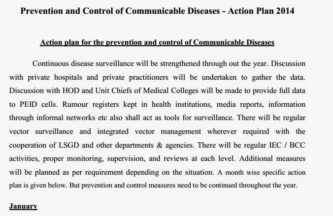 Action plan for the prevention and control of Communicable Diseases ...