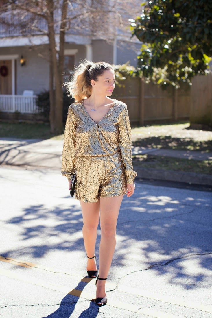 Bedazzles After Dark: Outfit Post: Gold Sequin Romper