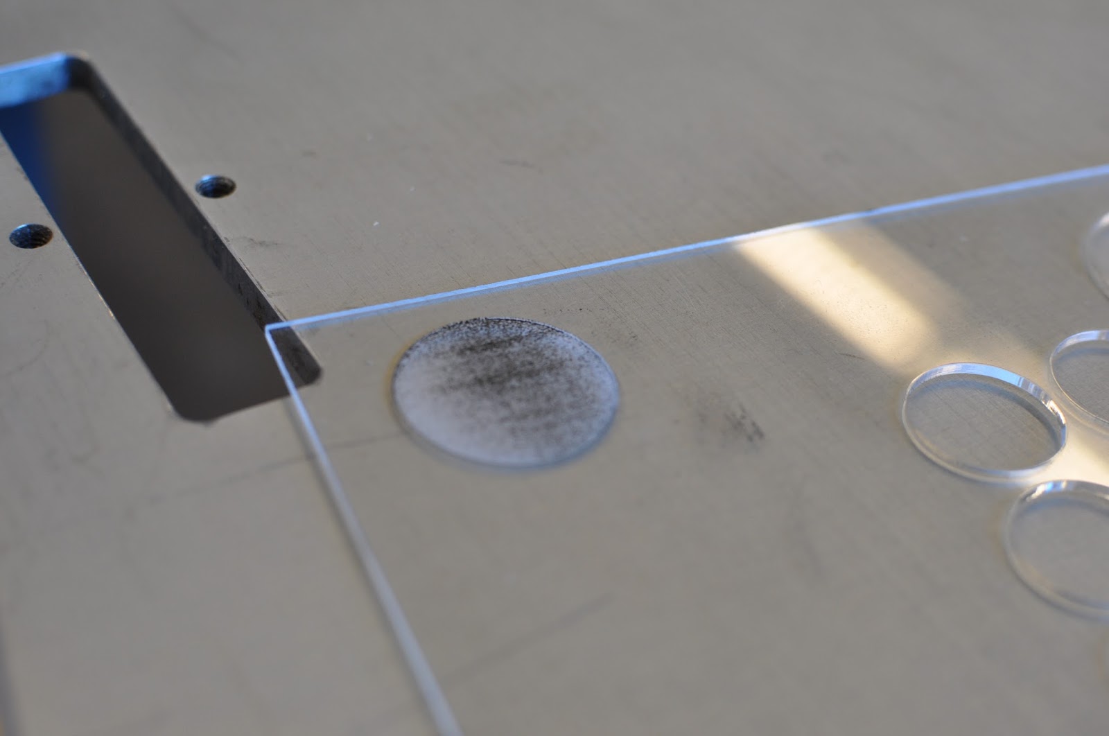 handverker: laser cured powder coat on acrylic