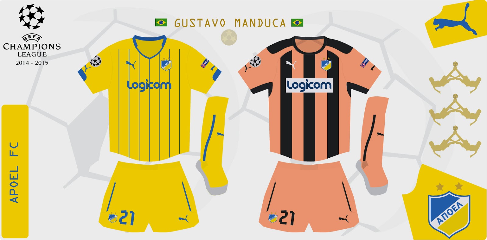Design Futbol Kits: APOEL 2014 - 2015 (Champions League)