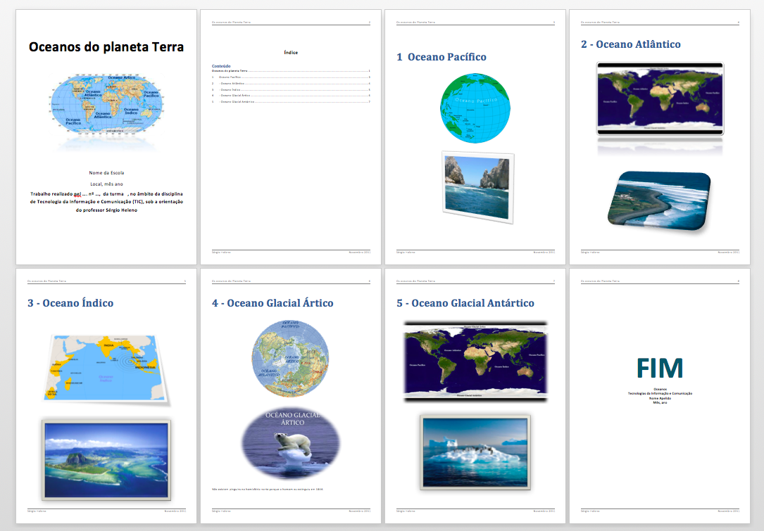 educar321: Oceanos do Planeta Terra - Exercício Word