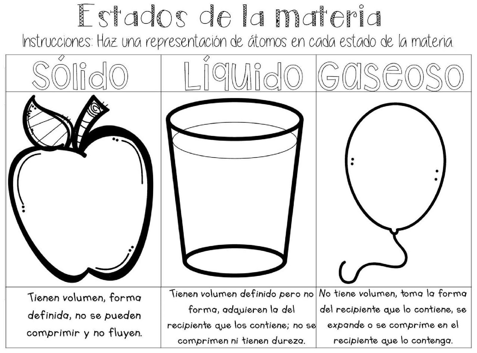 Fichas de Primaria: Los estados de la materia