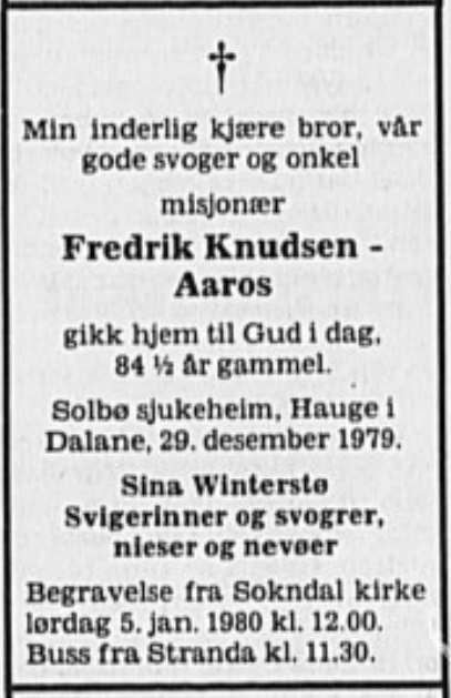 Ove Sandvik: Fredrik Knudsen-Aaros – et langt liv som misjonær