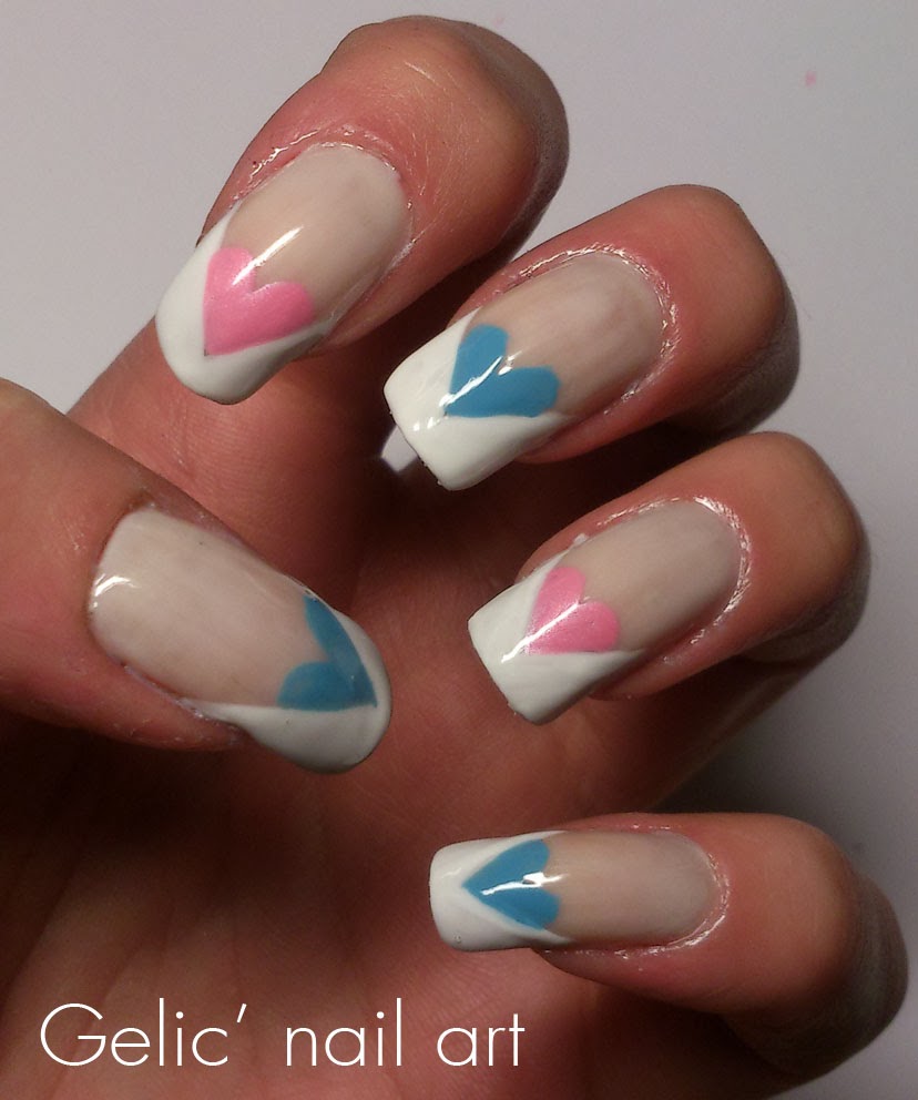 Gelic' nail art: Heart filled french manicure