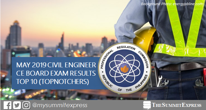 RESULT: May 2019 Civil Engineer CE board exam top 10 passers