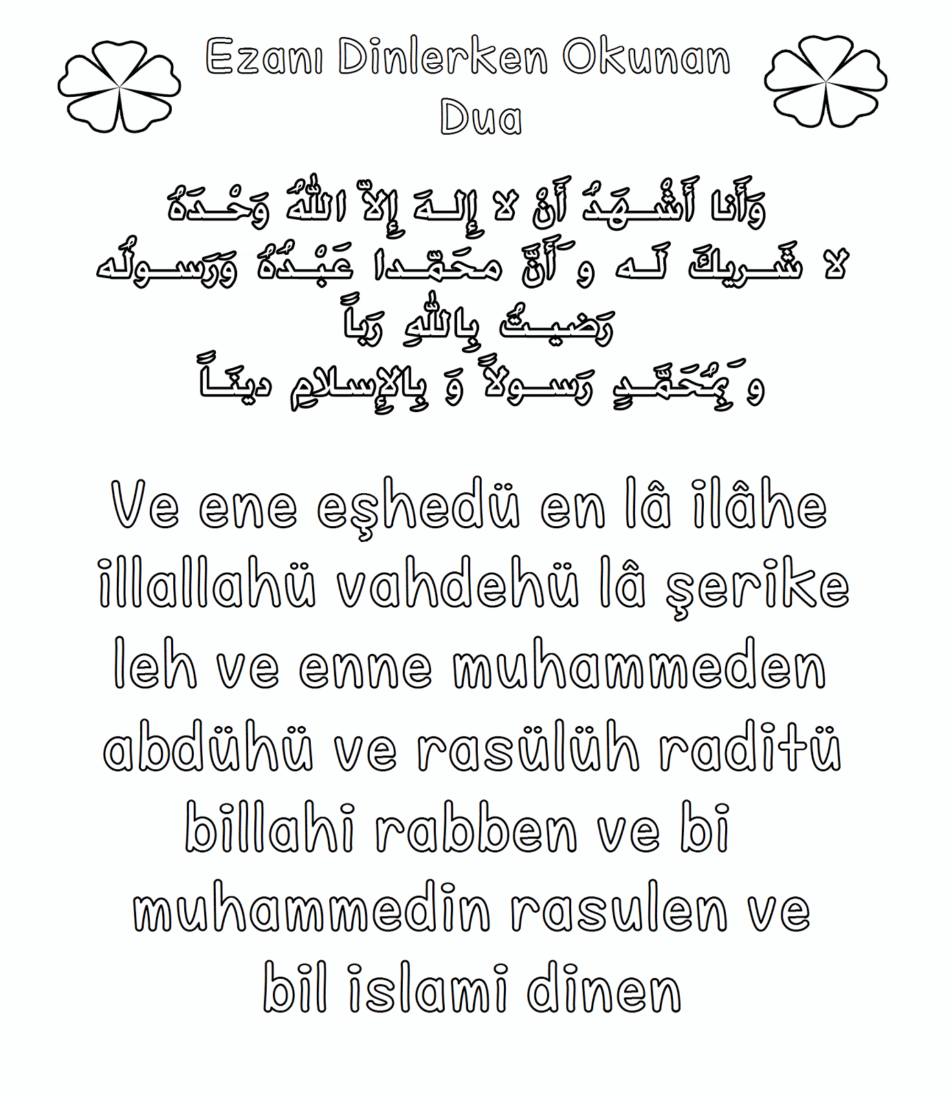 DinDersiOyun.com: Günlük Dualar Boyama Kağıtları