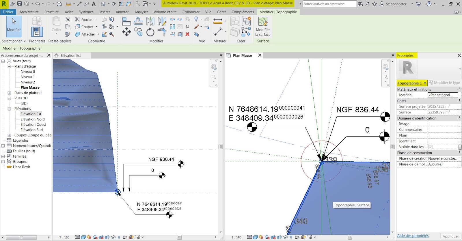 Revit-Mémo: Revit 2019_Création d'une surface topographique_d'Autocad à ...