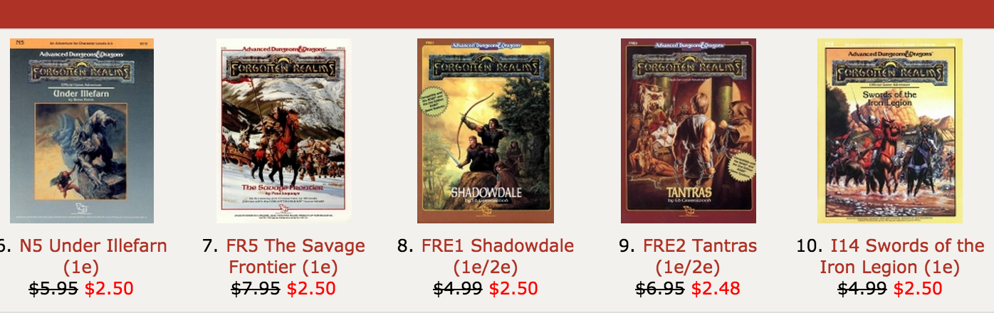 Tenkar's Tavern: AD&D 1e Forgotten Realms PDFs 50% of at DnD Classics