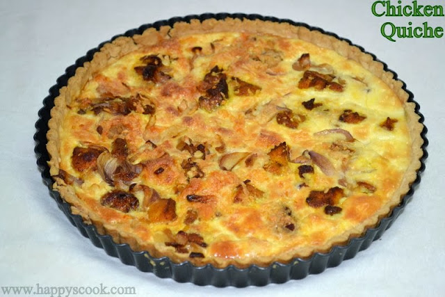 Chicken Quiche Recipe/ Golden Onion Chicken Quiche| IFC #2 | Happy's Cook