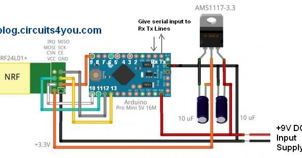 Wireless Serial using nRF24L01+ | circuits4you.com