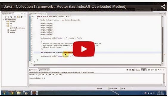 Java Ee Java Collection Framework Vector Lastindexof