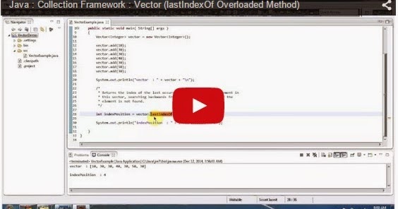 Java Ee Java Collection Framework Vector Lastindexof