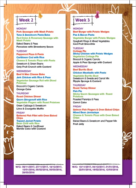 New Dinner Menu :: Hilldene Primary School News