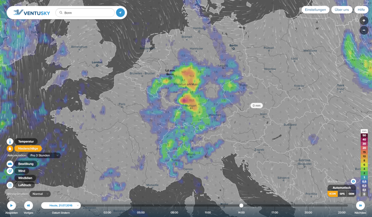 VentuSky - ein Windyty-Klon mit eigener Note