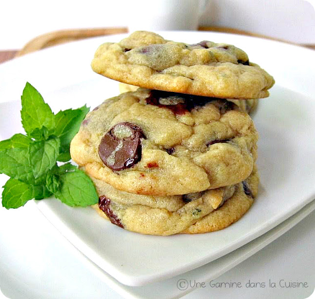 une gamine dans la cuisine: Fresh Mint Chocolate Chip Cookies